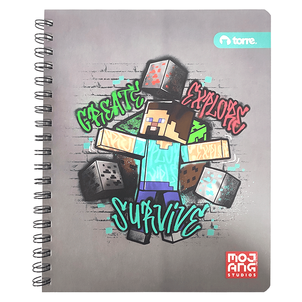 Cuaderno Universitario Minecraft 7 Mm 100 Hojas Torre - Dimeiggs