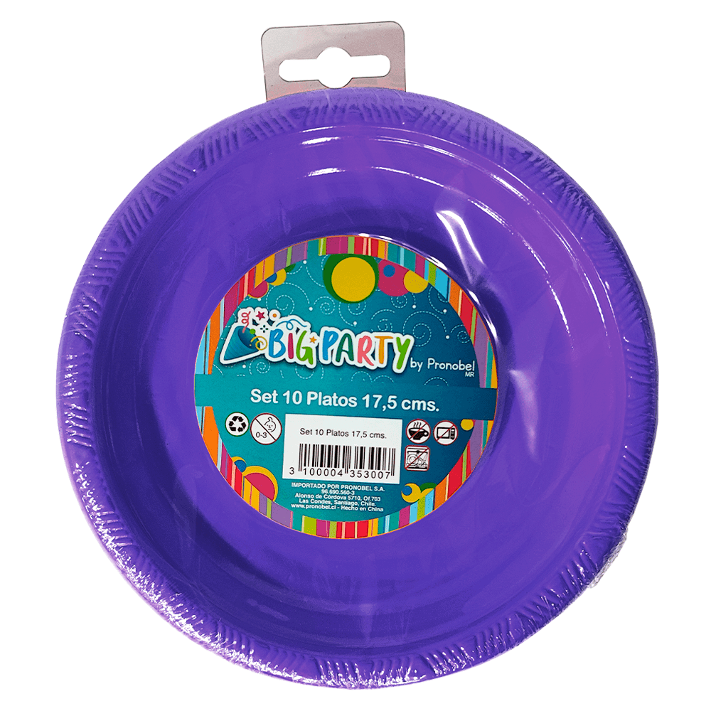 Set Platos Morado 17,5Cm 10 Unidades Big Party - Dimeiggs