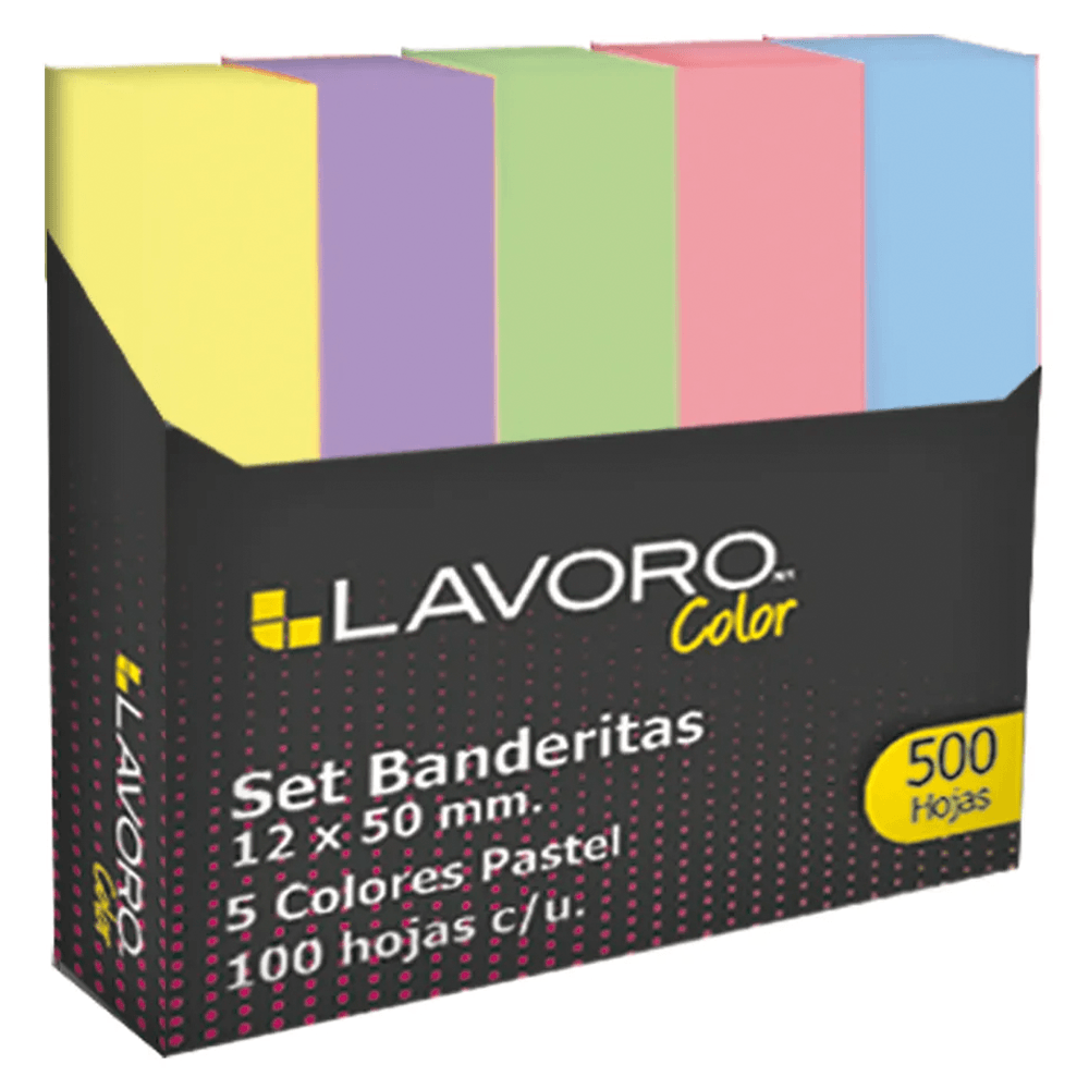 Banderitas Adhesivas 5 Colores Pastel 100 Hj Cada Una Lavoro - Dimeiggs