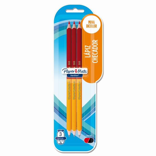 Lapiz Bicolor Grafito/Rojo 3 Unidades Paper Mate - Dimeiggs